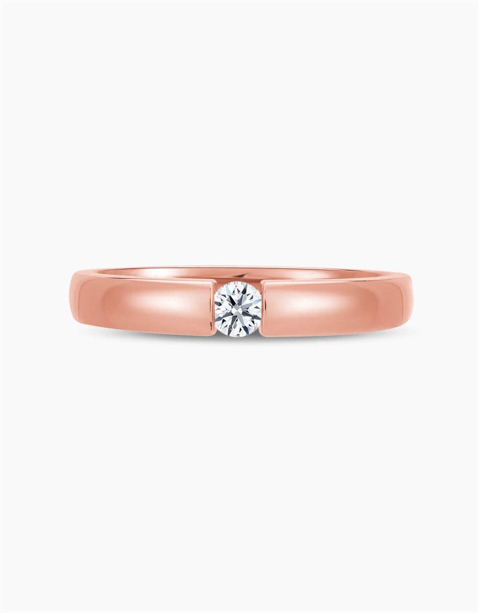 LVC Desirio Solitaire Promise Wedding Band in Rose Gold with Single Di ...
