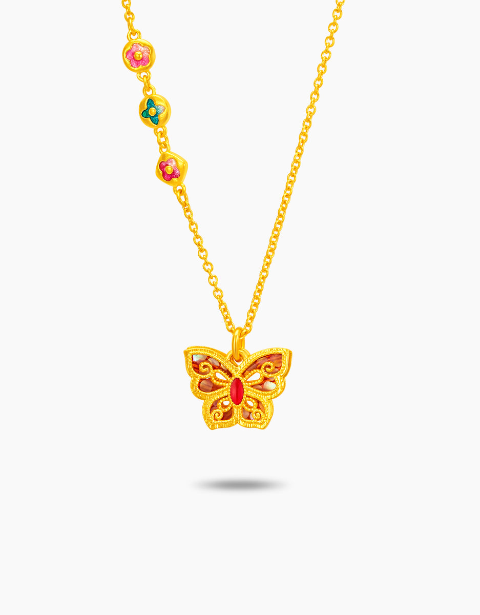 LVC 9IN Dynasty Butterfly 999 Gold Necklace – Love & Co.
