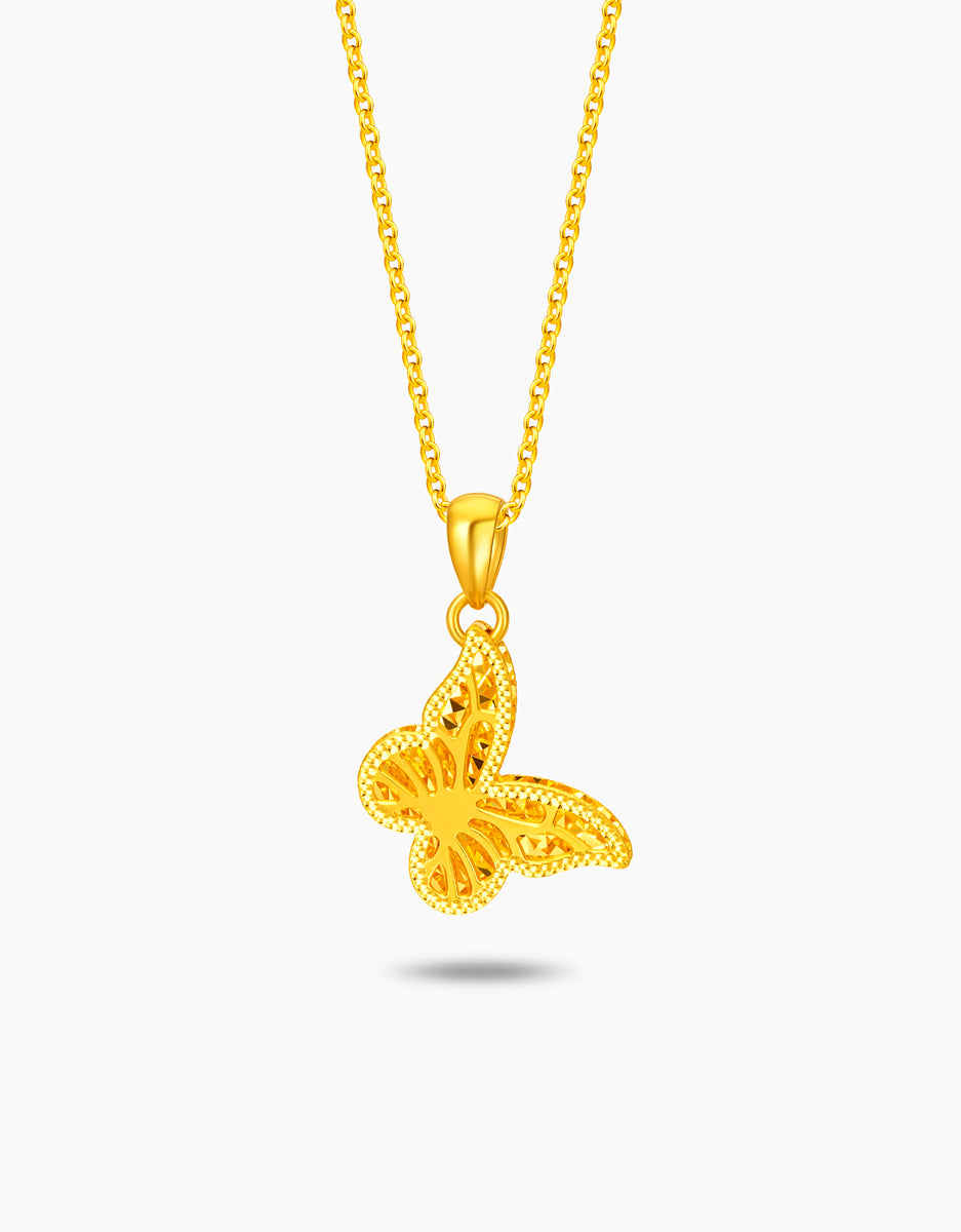 LVC 9IN Textured Butterfly 999 Gold Pendant – Love & Co.