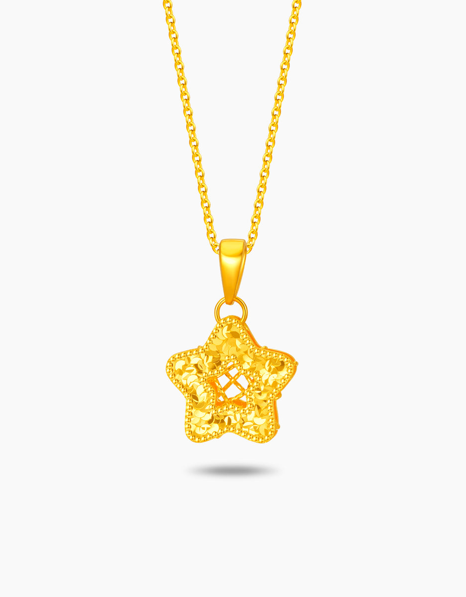 LVC 9IN Beaming Star 999 Gold Pendant – Love & Co.