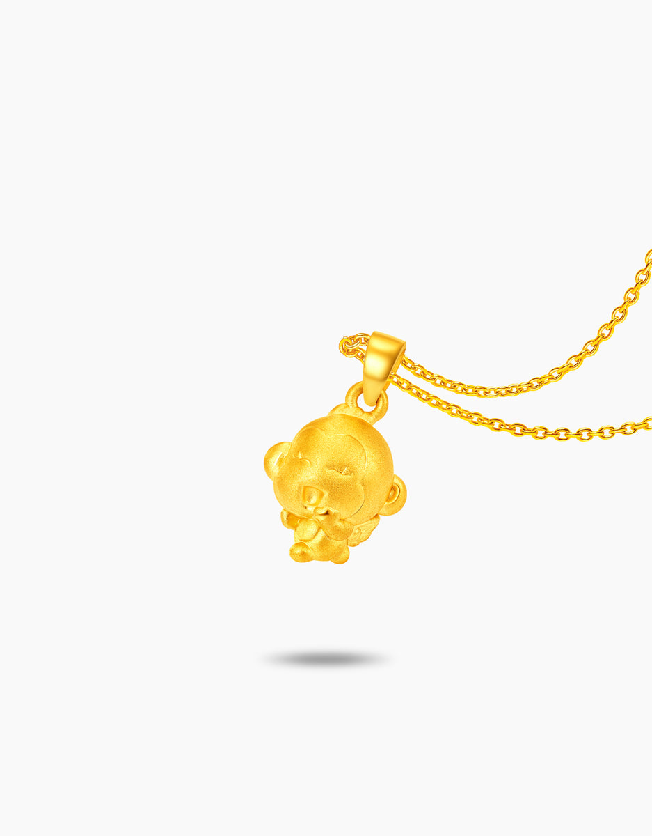 LVC 9IN Angel Monkey 999 Gold Zodiac Pendant – Love & Co.